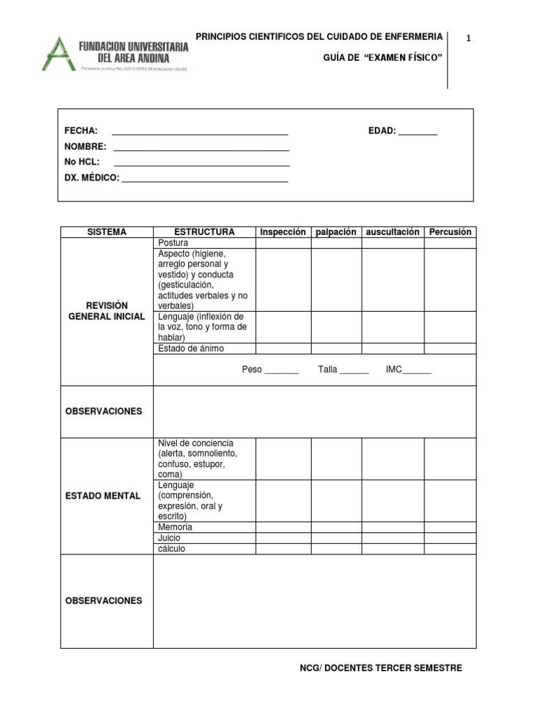 Formato - Examen Fisico | PDF
