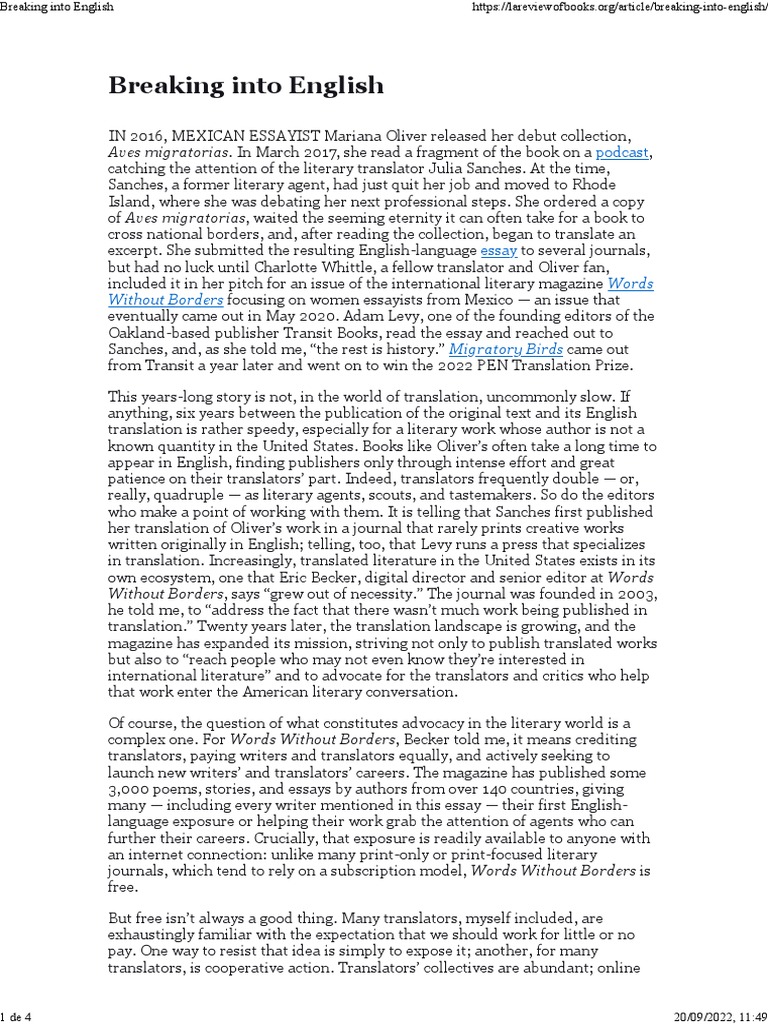 4 Breaking Into English - Translation in The Anglosphere | PDF ...
