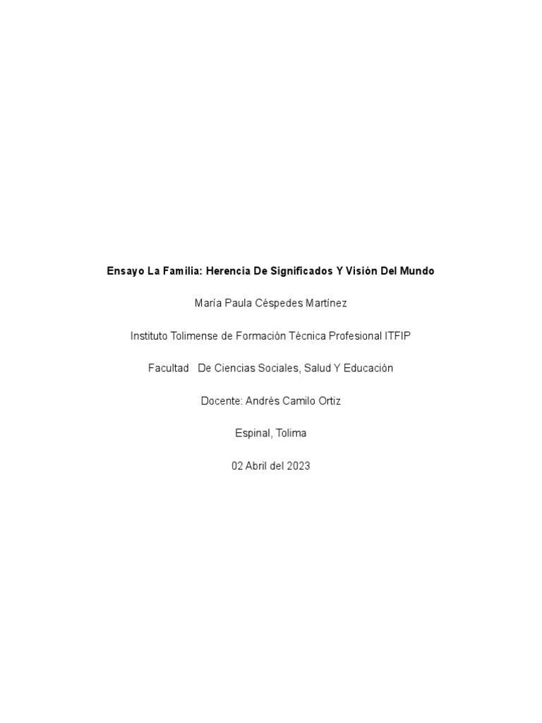 La Familia Ensayo | PDF | Familia | Sociedad