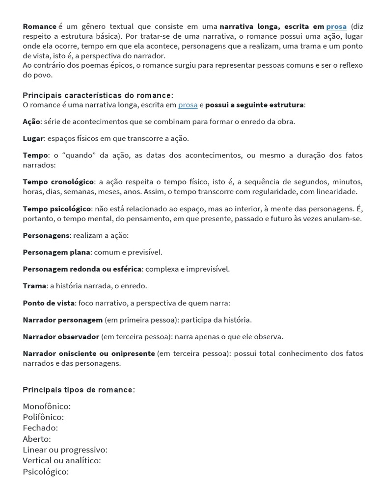 Características e tipos do romance: uma análise da estrutura narrativa ...