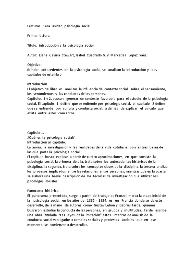 ¿Qué Es La Psicología Social? U1 Lect 1 | PDF | Psicología Social | Sicología