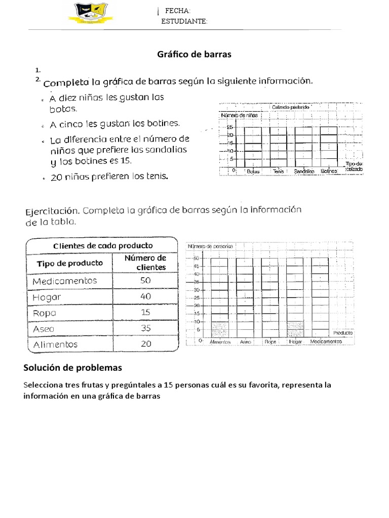 Ejercicios de Gráficas de Barras para Niños | PDF | Métodos y ...