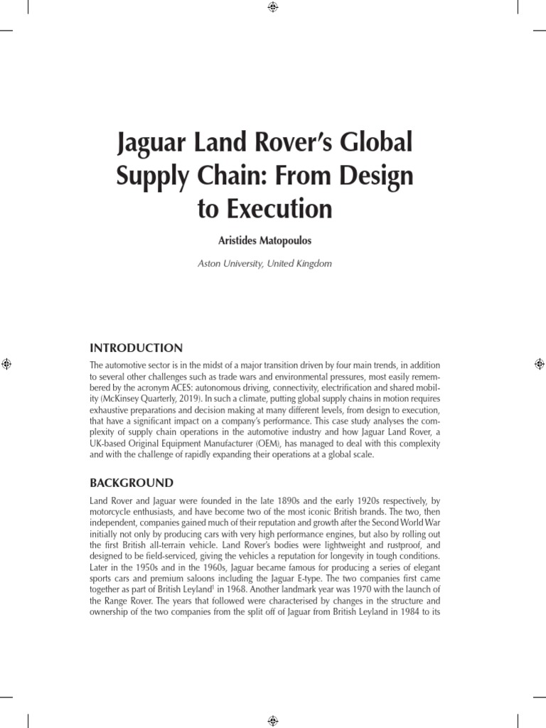 Jaguar Land Rover - Case Study | PDF | Cargo | Logistics