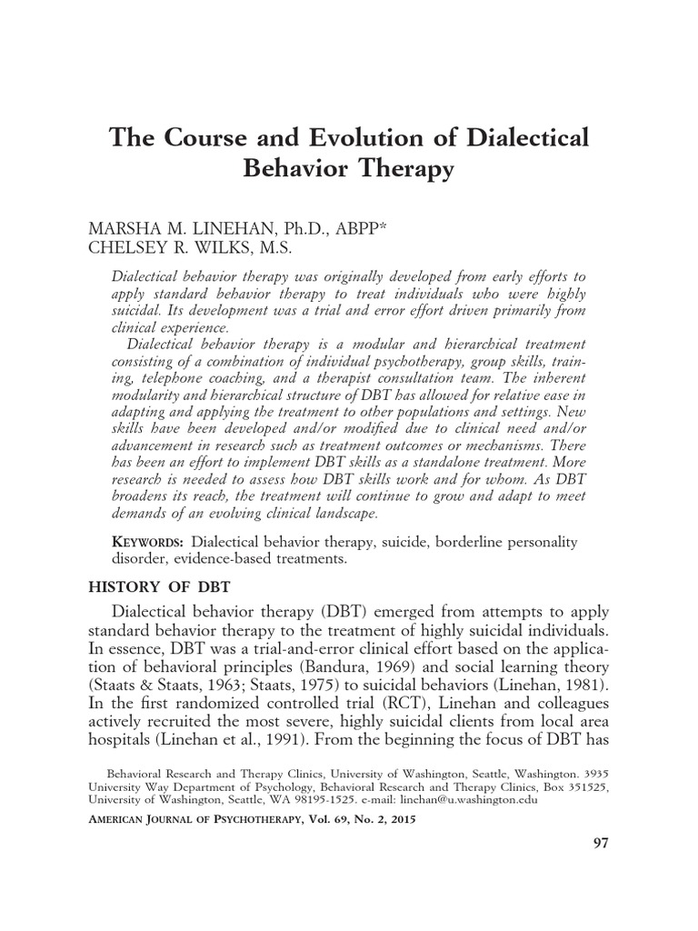 Linehan 2015 | PDF | Dialectical Behavior Therapy | Psychotherapy