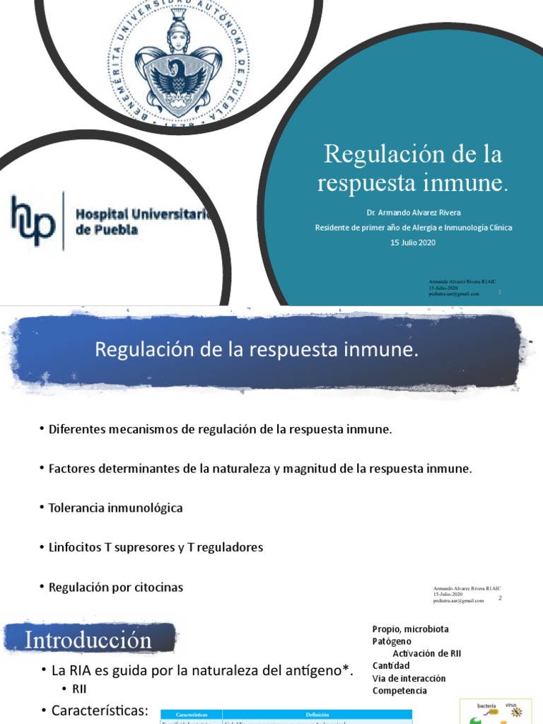 Regulación de La Respuesta Inmune | PDF | Sistema complementario | Citocina