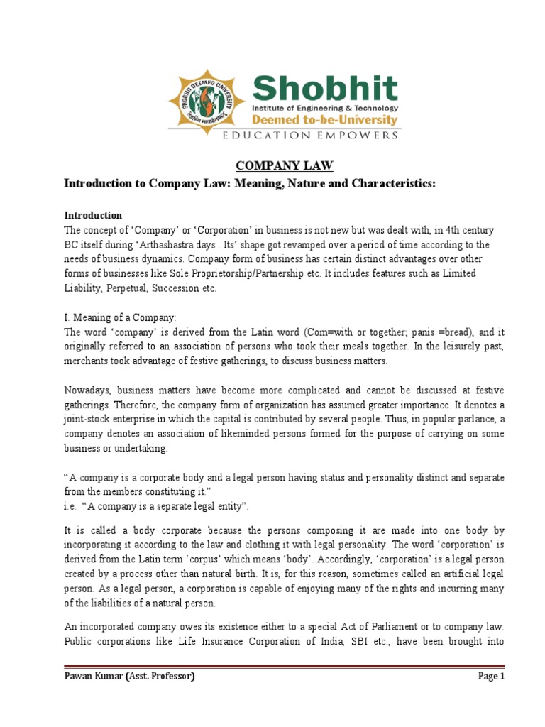 Company Law | PDF | Corporations | Limited Liability