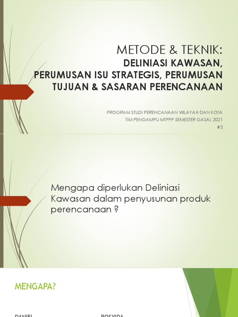 Deliniasi, Isu Strategis Dan Tujuansasaran | PDF