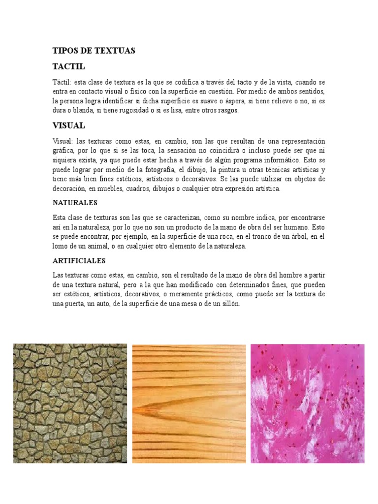 Tipos de Texturas: Táctiles y Visuales | PDF