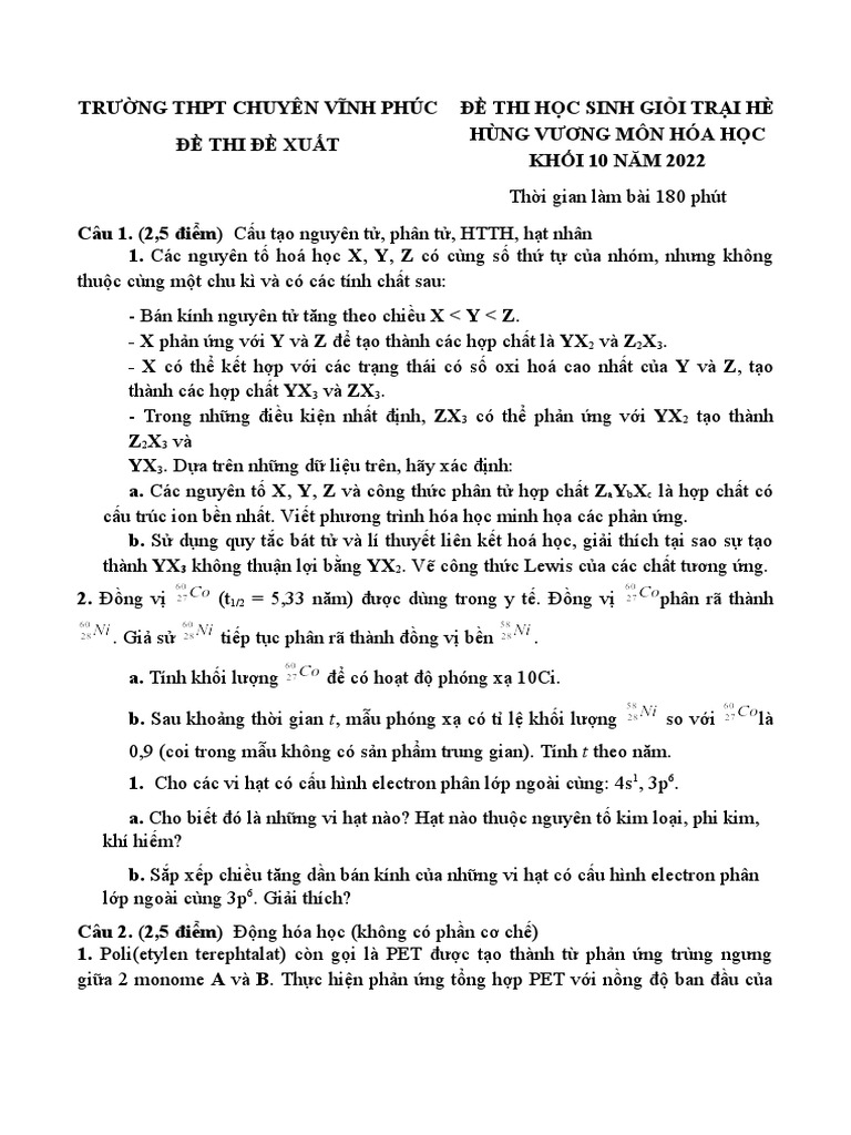 đề thi đề xuất THHV 2022 | PDF