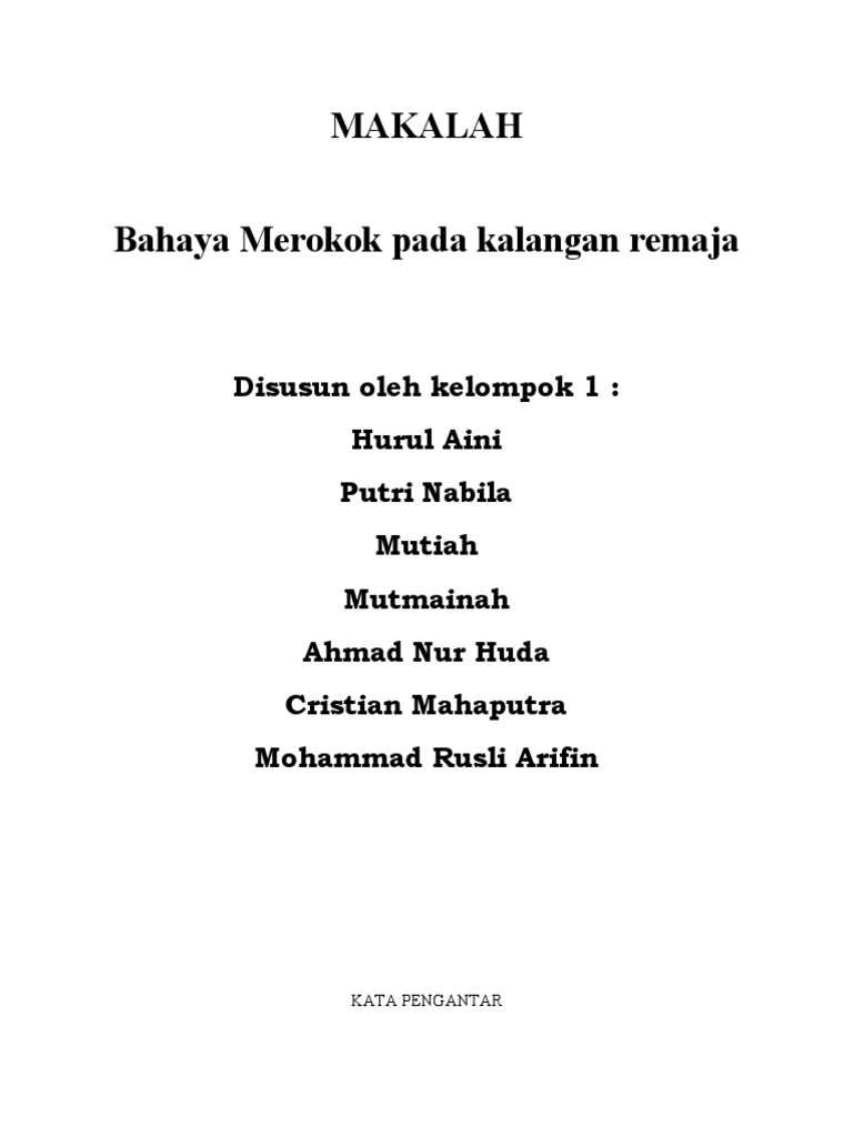 Makalah Bahaya Merokok Dikalangan Remaja Pdf