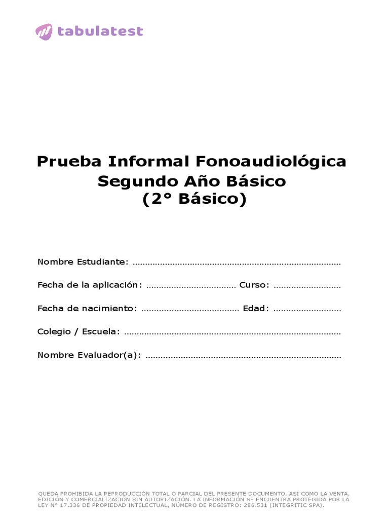 Prueba Informal Fonoaudiologica 2° Basico 6352be72d23290e93155cf0d | PDF