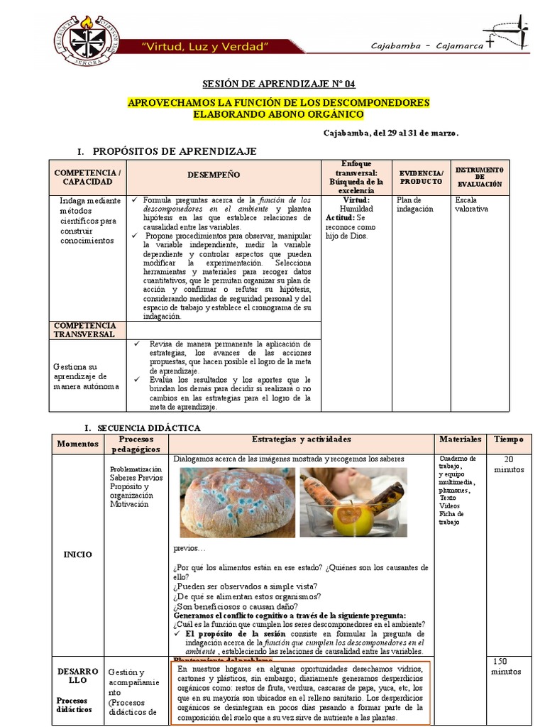Sesión de Aprendizaje 04 | PDF | Aprendizaje | Evaluación