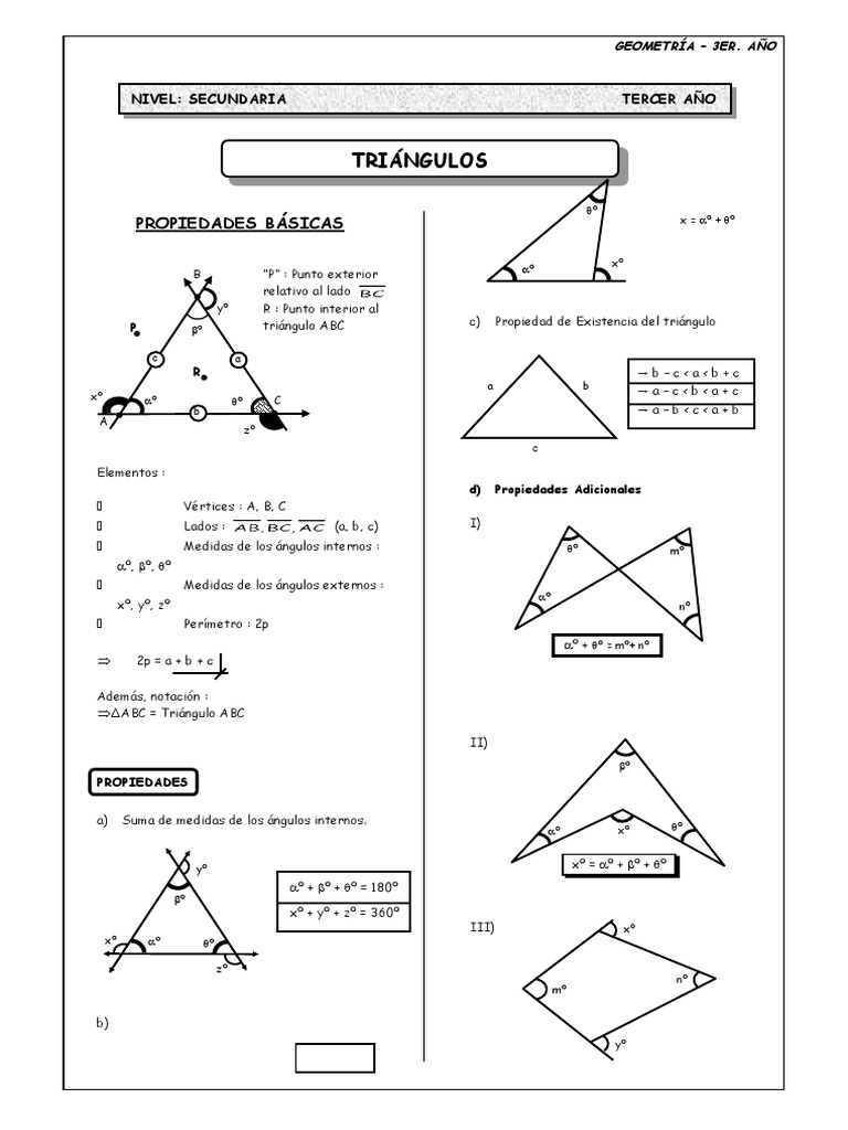 Triángulos: Propiedades Básicas | PDF | Geometría Elemental | Geometría del plano euclidiano