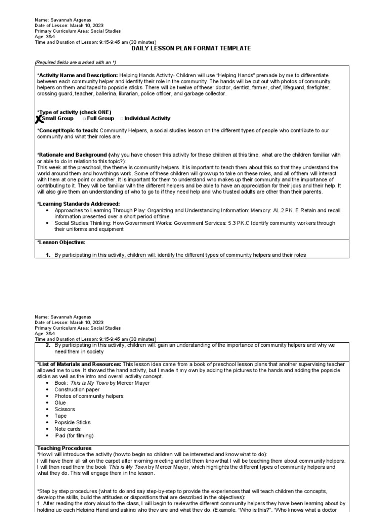 Lesson Plan 1 | PDF | Lesson Plan | Teachers Lesson Plan 1 | PDF | Lesson Plan | Teachers
