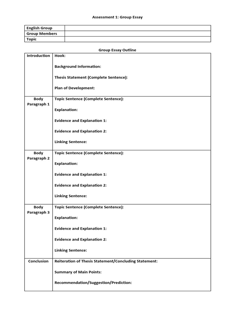 Group Essay Outline Template | PDF