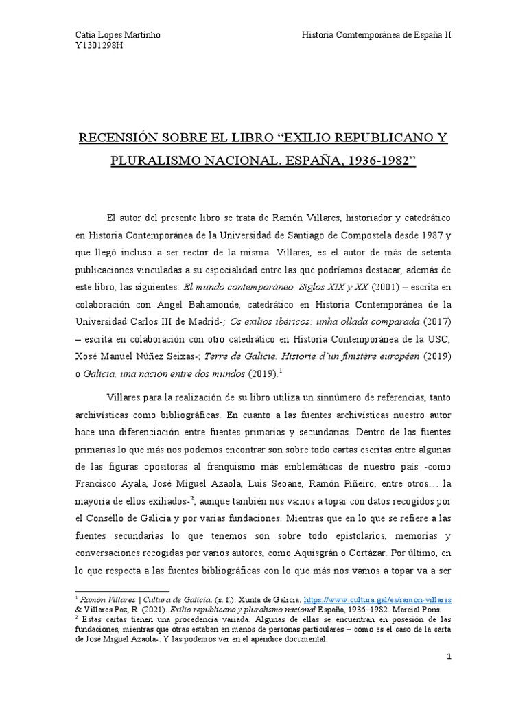 Lopes - Martinho - Cátia - Recensión Historia Contemp. Esp. - USC | PDF ...