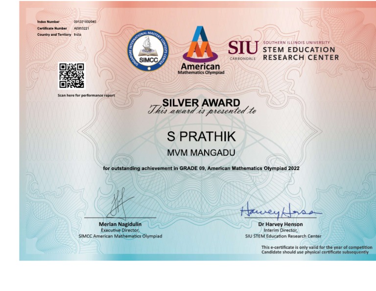 AMO Certificate | PDF