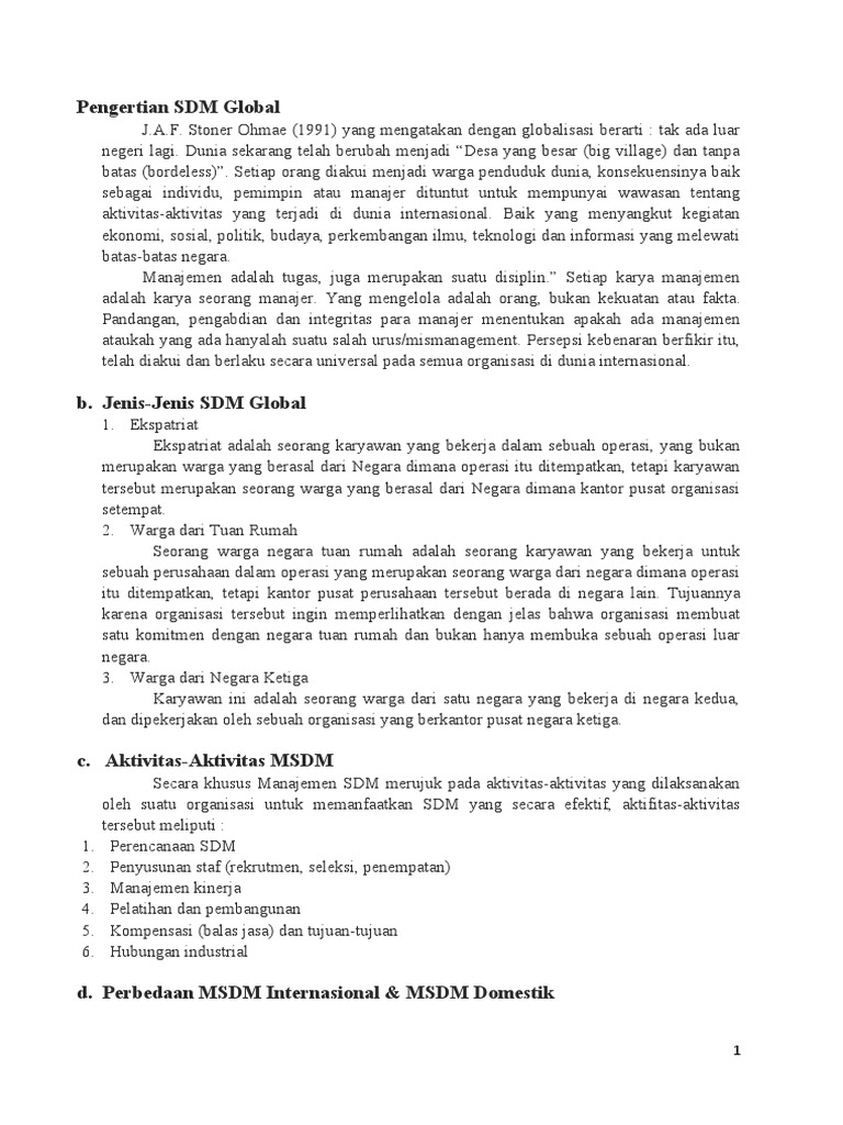 SDM Di Pasar Global | PDF