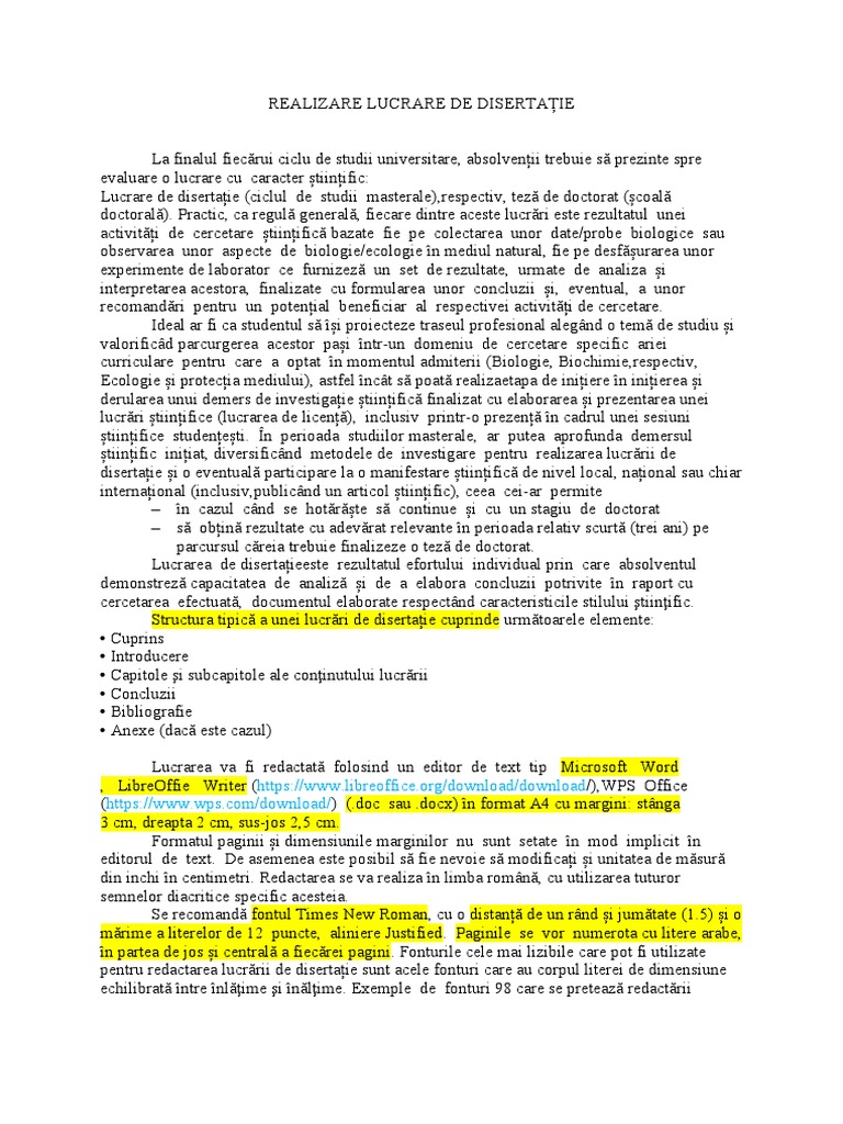Realizare Lucrare de Disertație | PDF