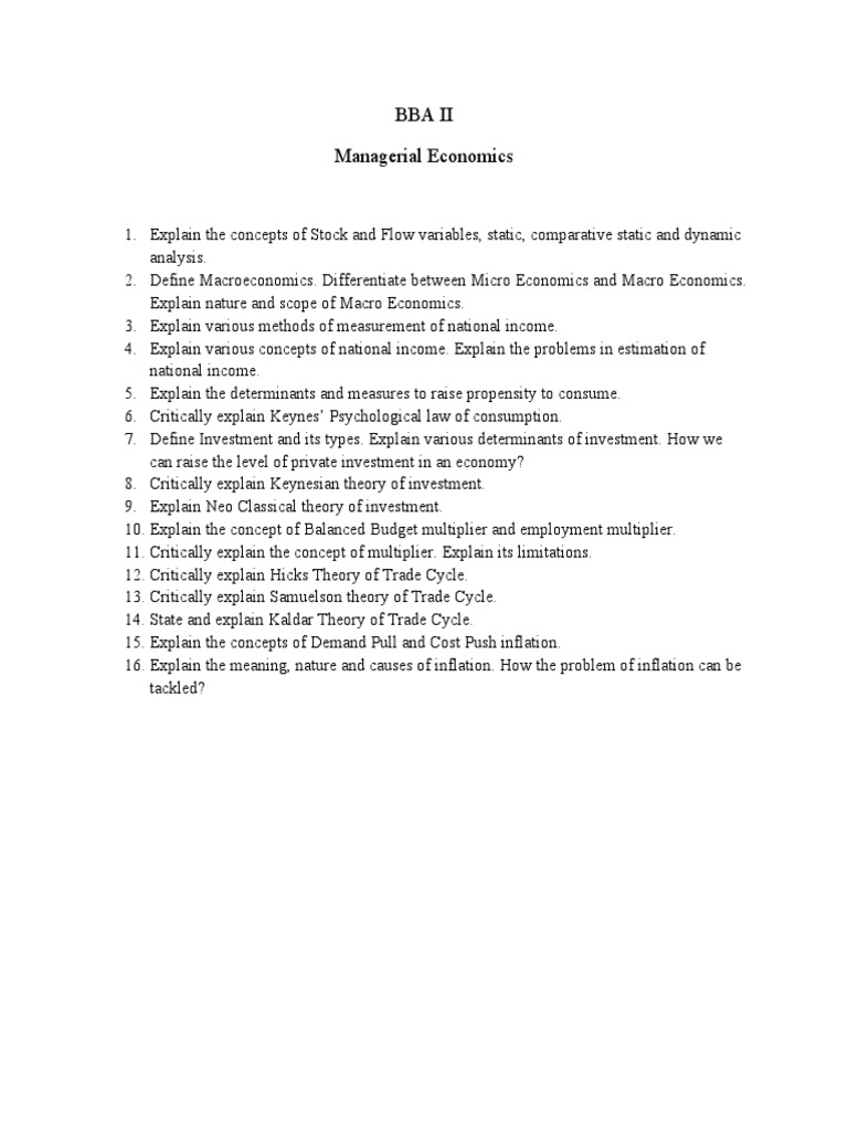 BBA II Important Questions | PDF