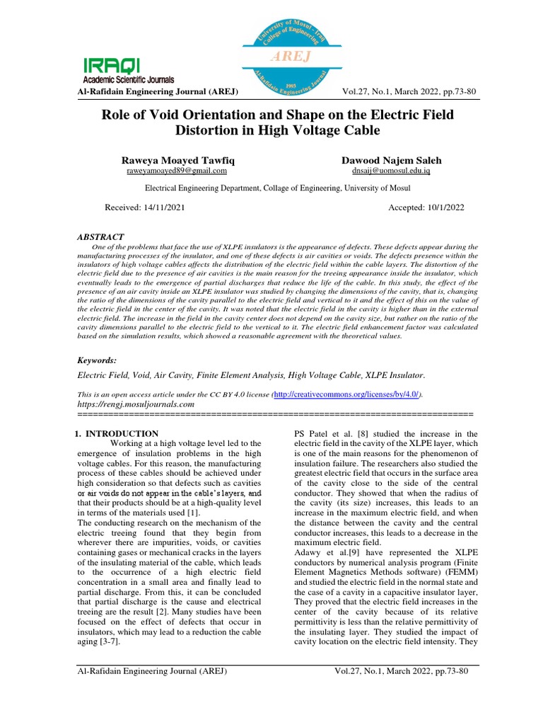 Role of Void Orientation and Shape On The Electric Field Distortion in ...