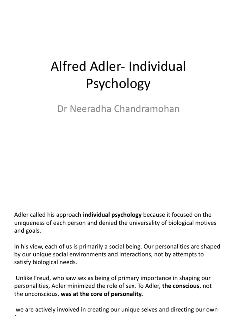 Alfred Adler - Individual Psychology | PDF | Social Psychology | Psychology