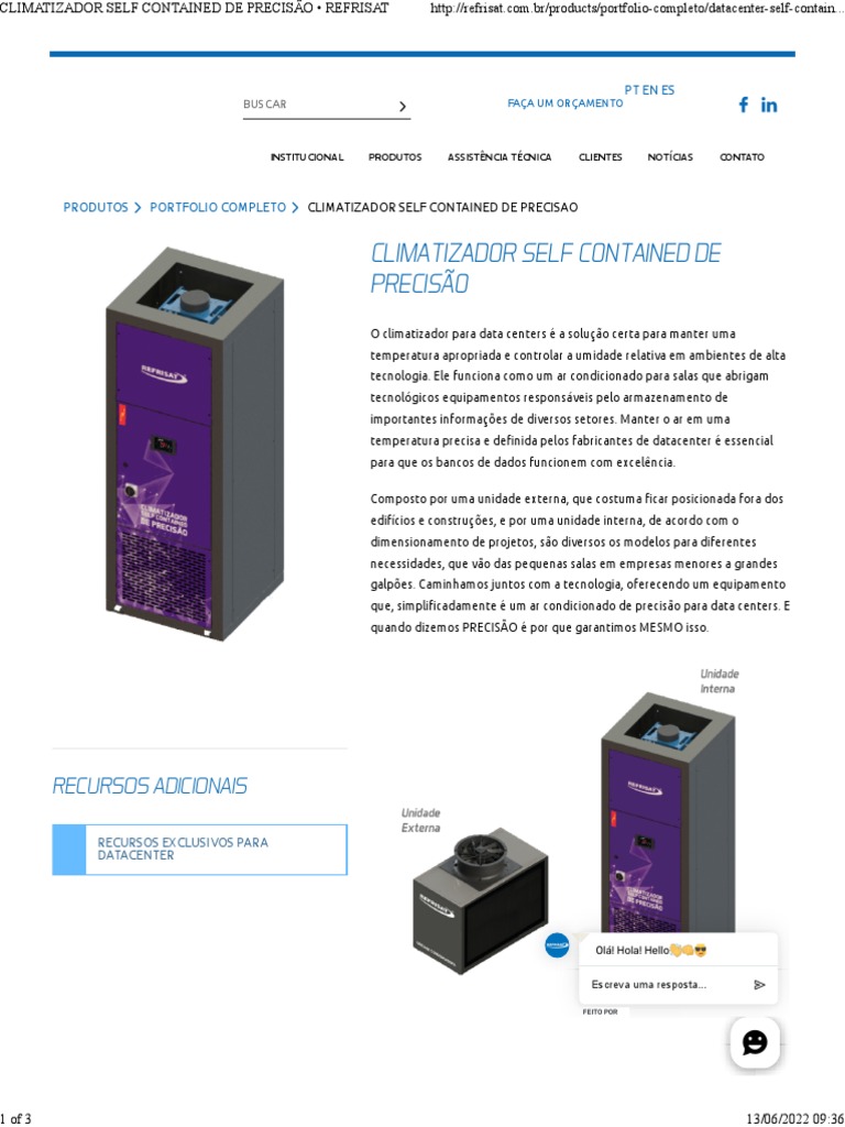 Catalogo Climatizador Self Contained de Precisão - Refrisat | PDF | Ar ...