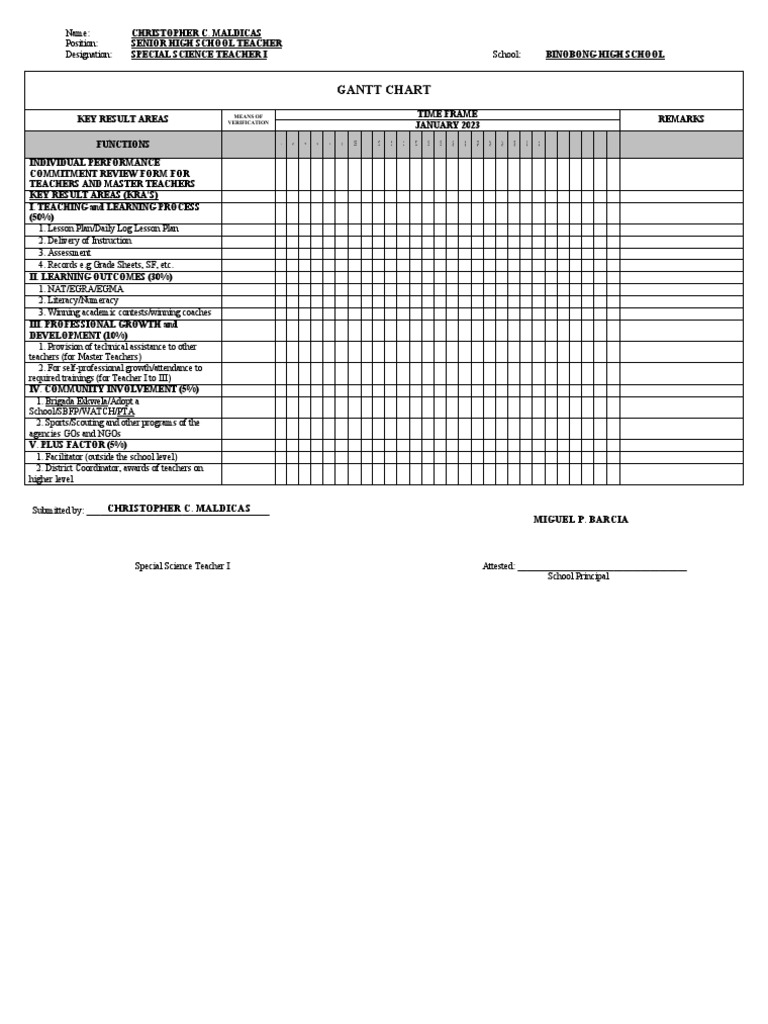 Christopher C. Maldicas' Gantt Chart and Individual Performance ...