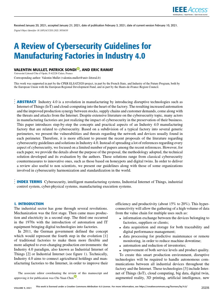 A Review of Cybersecurity Guidelines For Manufacturing Factories in Industry 4.0 | PDF ...