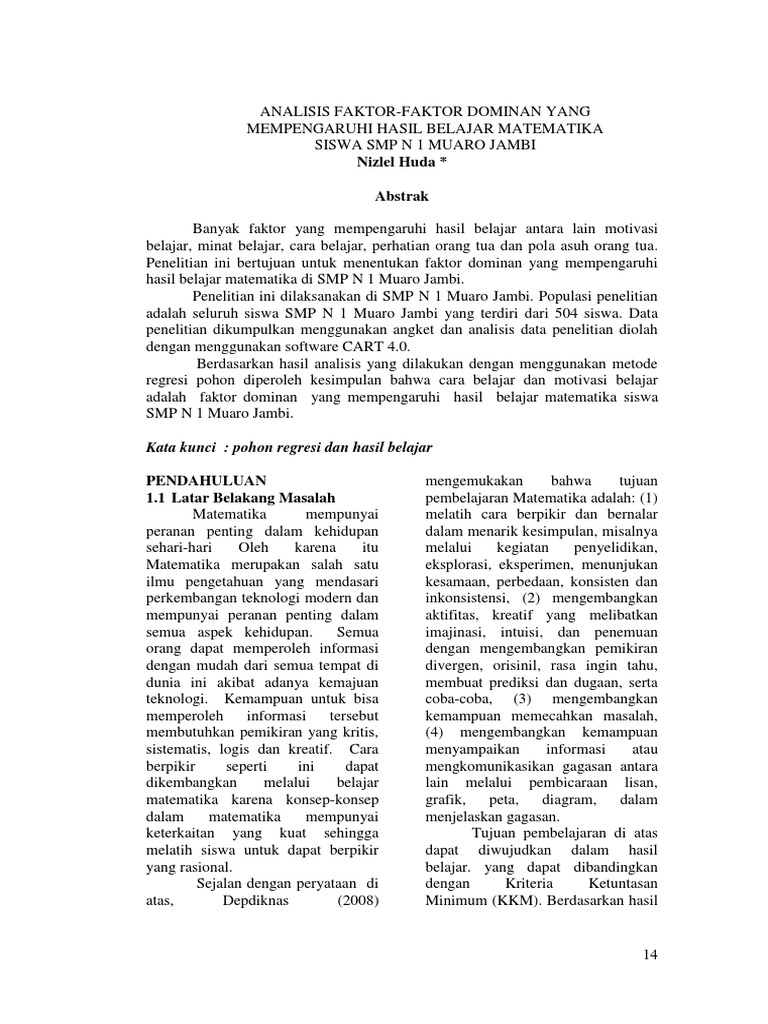 Analisis Faktor Dominan Hasil Belajar | PDF | Kesehatan Holistik | Sains & Matematika