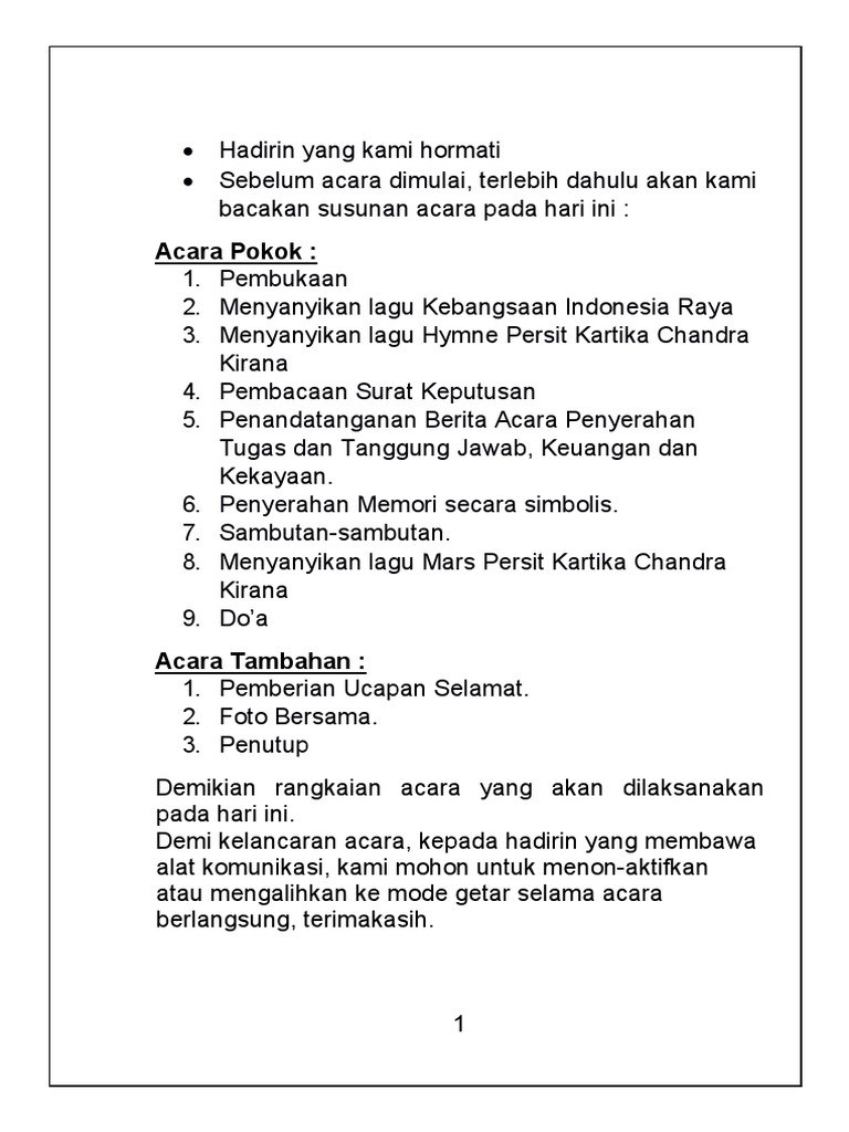 Susunan Acara Ny. M. Khairul | PDF