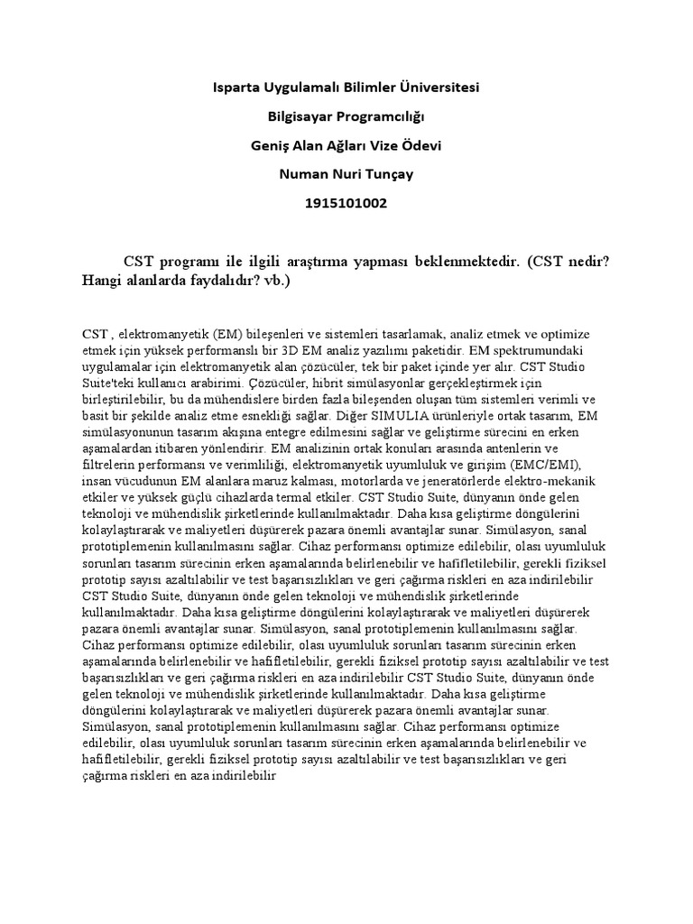 Geniş Alan Ağları Vize Ödevi | PDF