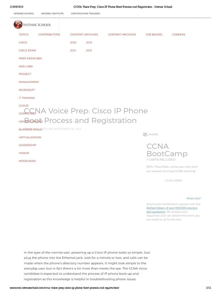 CCNA Voice Prep: Cisco IP Phone Boot Process and Registration | PDF | Cisco Certifications | Ip ...