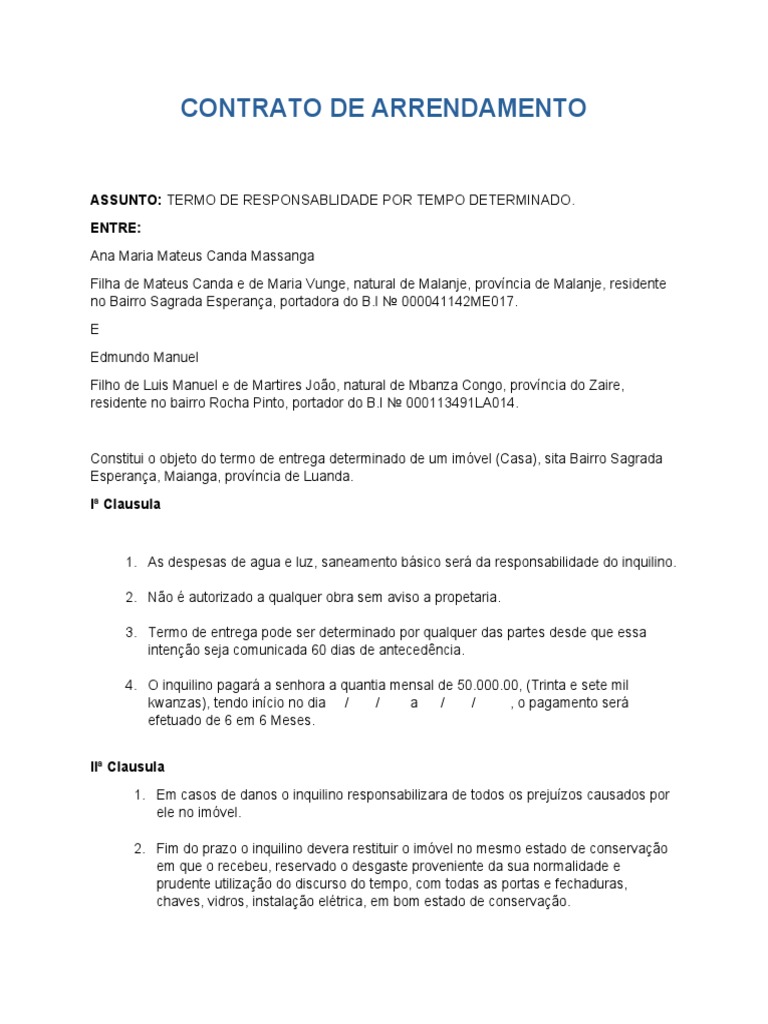 Contrato de Arrendamento Prenda | PDF