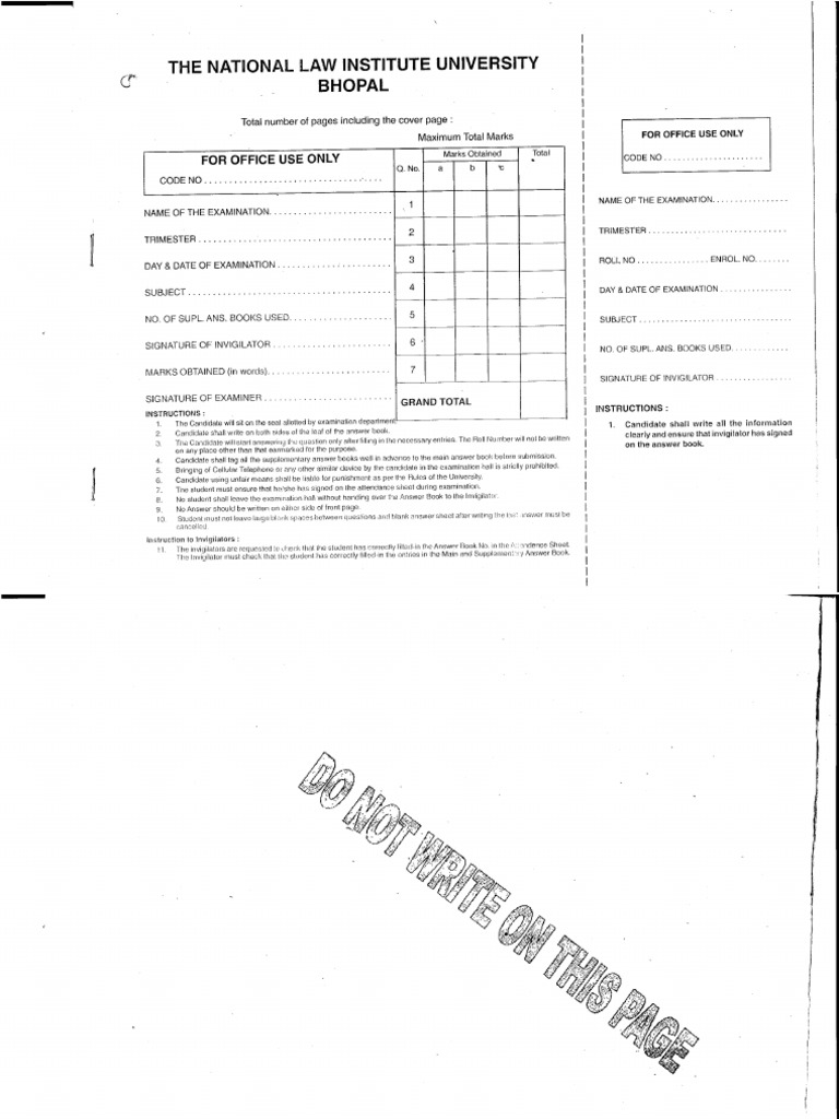 Answer Book Front Page Pdf