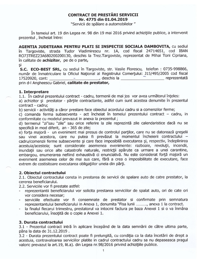 Contract Spalatorie Auto | PDF