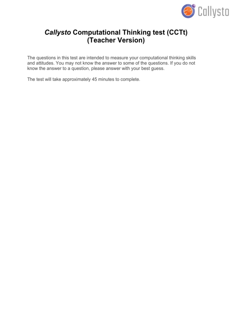 Callysto Computational Thinking Test (CCTT) : (Teacher Version) | PDF ...