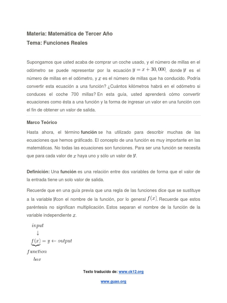 Funciones Reales | PDF | Función (Matemáticas) | Ecuaciones