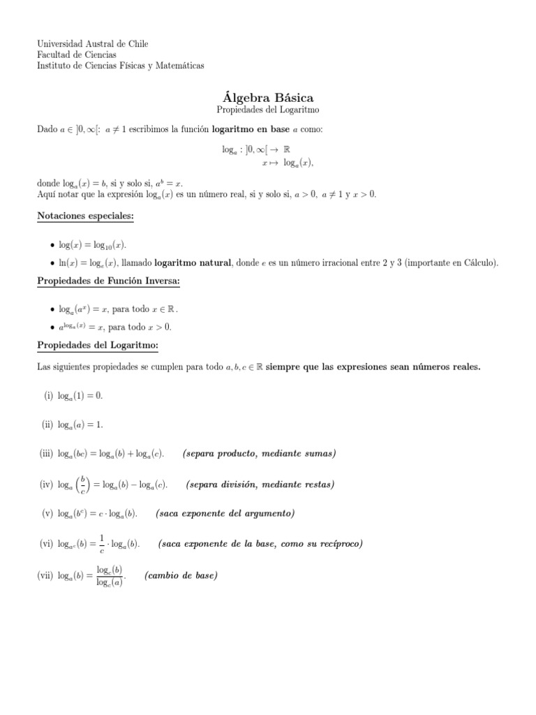 Propiedades Del Logaritmo | PDF