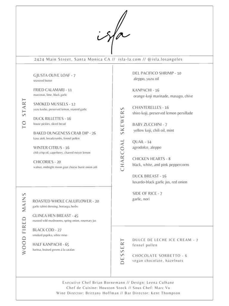 Isla Menu | PDF | Foods | Cuisine