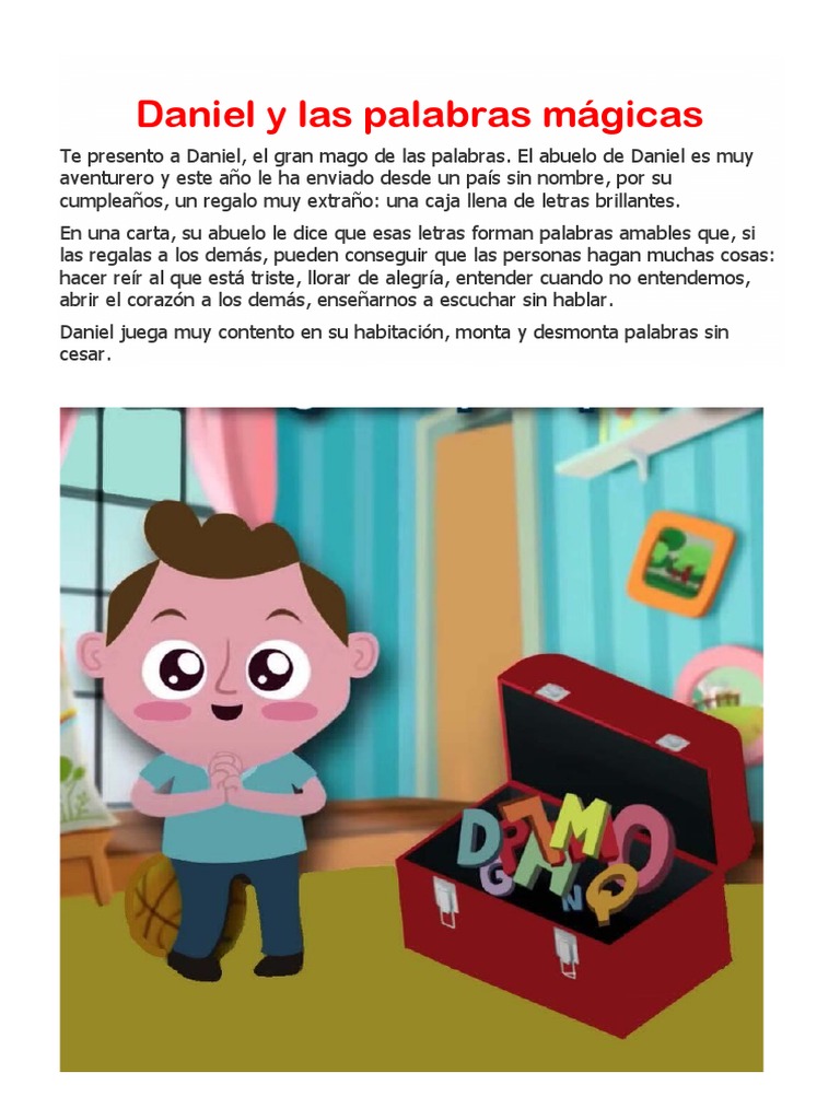 CUENTO AMABILIDAD. Daniel y Las Palabras Mágicas | PDF
