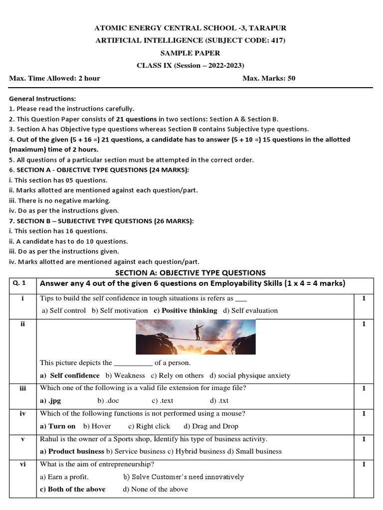 9-Ai-Sample Paper-23 | PDF | Artificial Intelligence | Intelligence (AI ...