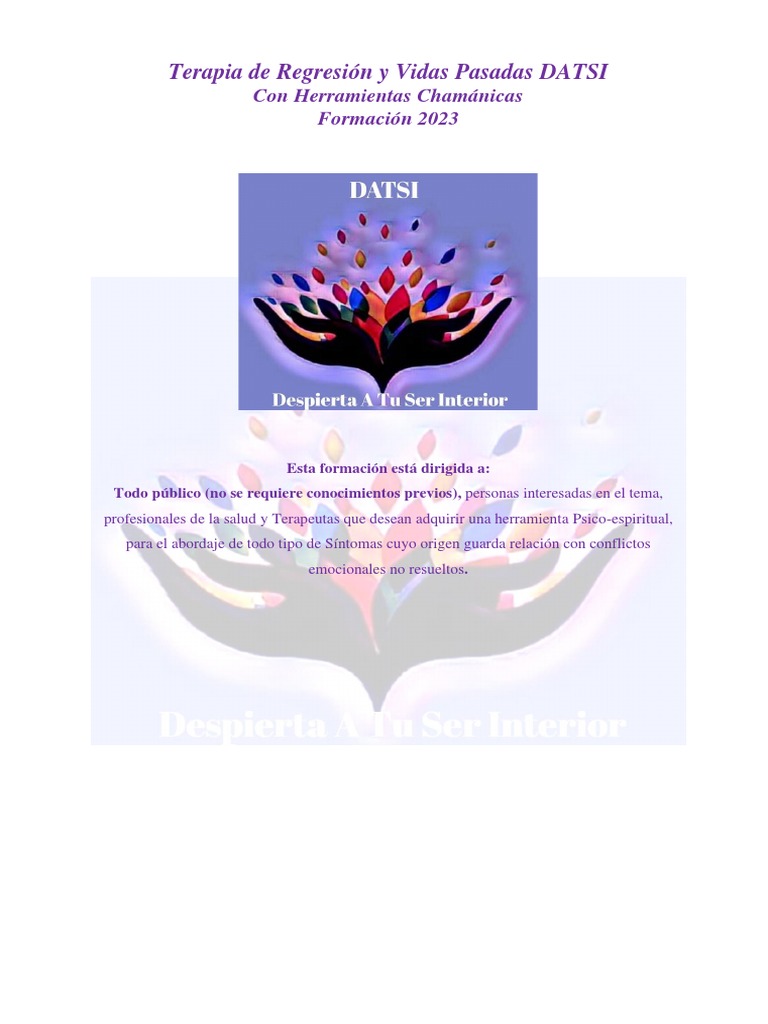 Terpia de Regreion y Vidas Pasadas Datsi | PDF | Psicoterapia ...