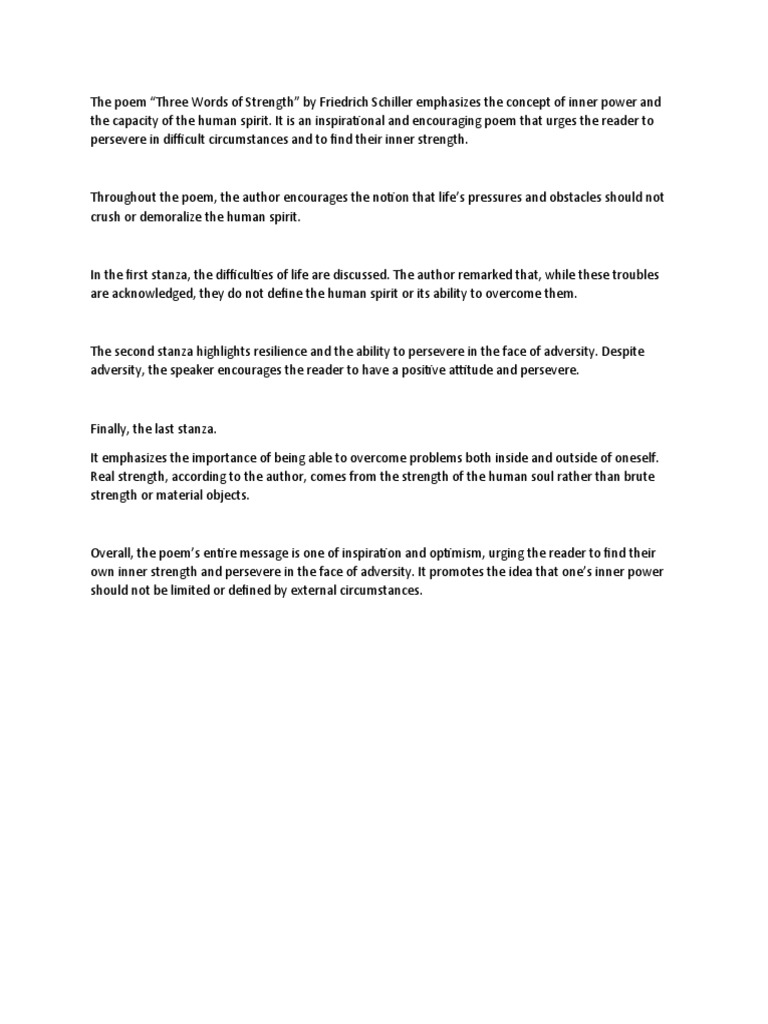 Schiller's Three Words of Strength | PDF | Self-Improvement | General ...
