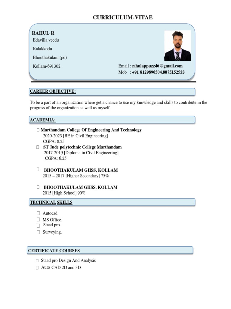 Curriculum-Vitae: Rahul R | PDF