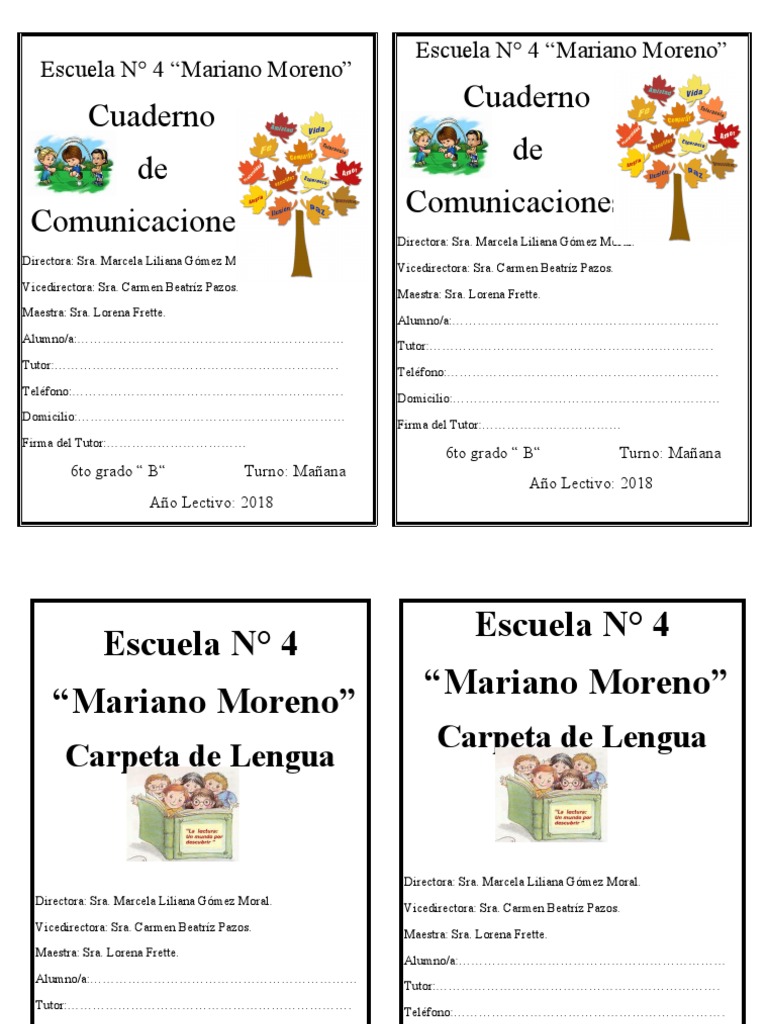 Cuaderno de Comunicaciones Cuaderno de Comunicaciones: Escuela #4 ...