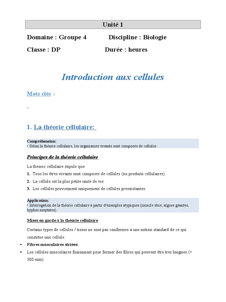 1.1. Introduction Aux Cellules | PDF | Cellule souche | Cellule (Biologie)