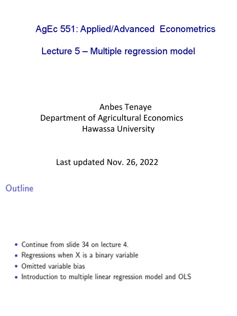 Lec 5 V 11 | PDF | Regression Analysis | Dependent And Independent Variables