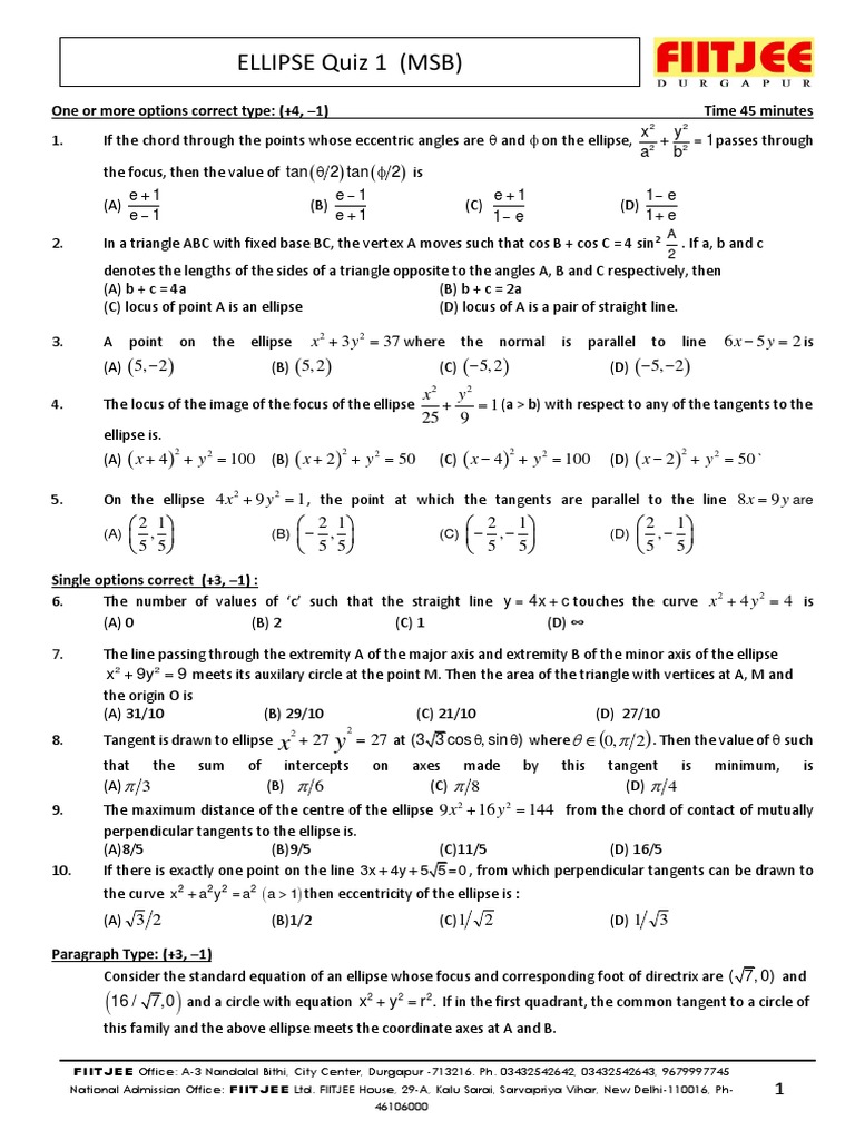Ellipse Assignment | PDF | Ellipse | Classical Geometry Ellipse Assignment | PDF | Ellipse | Classical Geometry