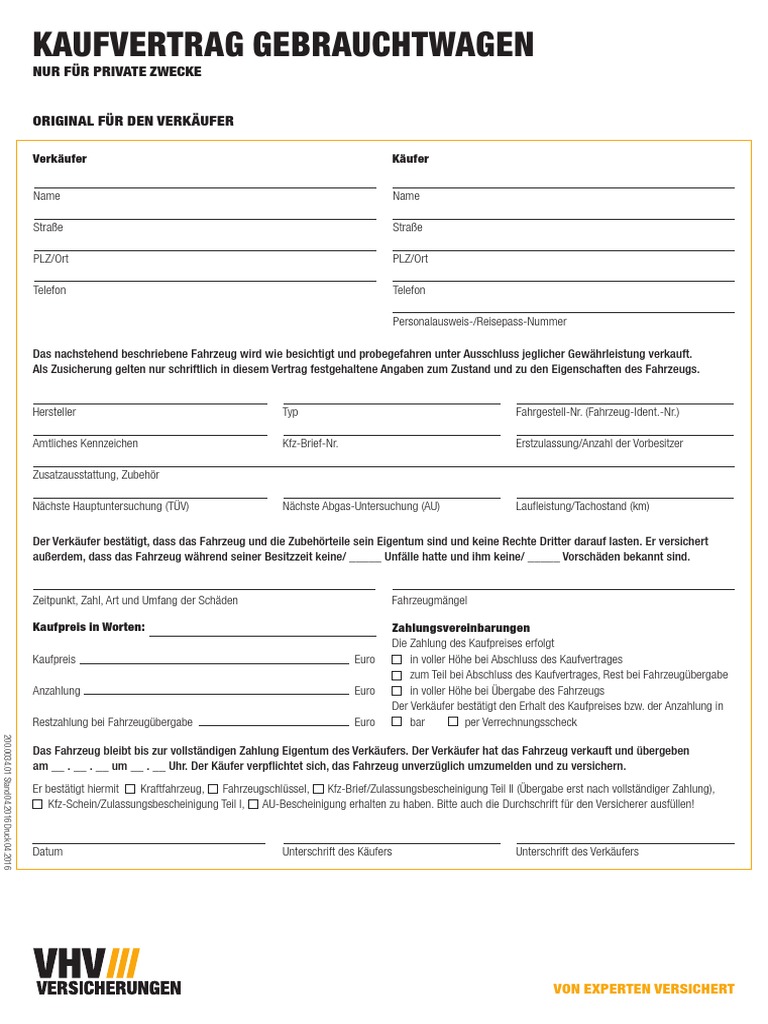 vhv-kfz-kaufvertrag | PDF